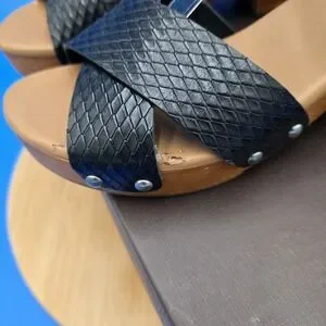 Patricia Nash | Shoes | Patricia Nash Gigi Black Leather Clog Sandal ...